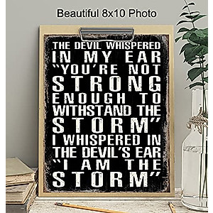 The Devil Whispered In My Ear - I Am The Storm - Motivational Wall Art Posters - Encouragement Gifts - Positive Quotes Wall Decor - Inspirational Wall Decor - Inspiring Quotes - Office Wall Decor