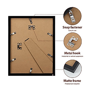Fixwal 9 x 12 Black Picture Frame Set of 4, Display 6 x 8 Picture with Mat or 9 x 12 with Out Mat for Wall Hanging Display