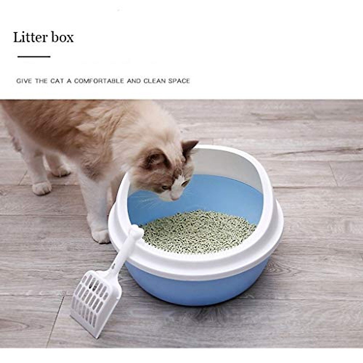 Pet Toilet Cat Litter Bowl Anti-splash Full Semi-closed Cat Toilet Cat Supplies 40 * 35 * 19cm Cat Litter Box (Color : Blu)
