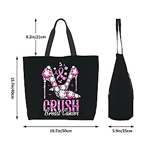 Coirtbom Crush Breast Cancer Awareness Tote Bag Ladies Cute Shopping Bag Large Capacity Shoulder Bag Work Fit Fashion Handbag Organizer