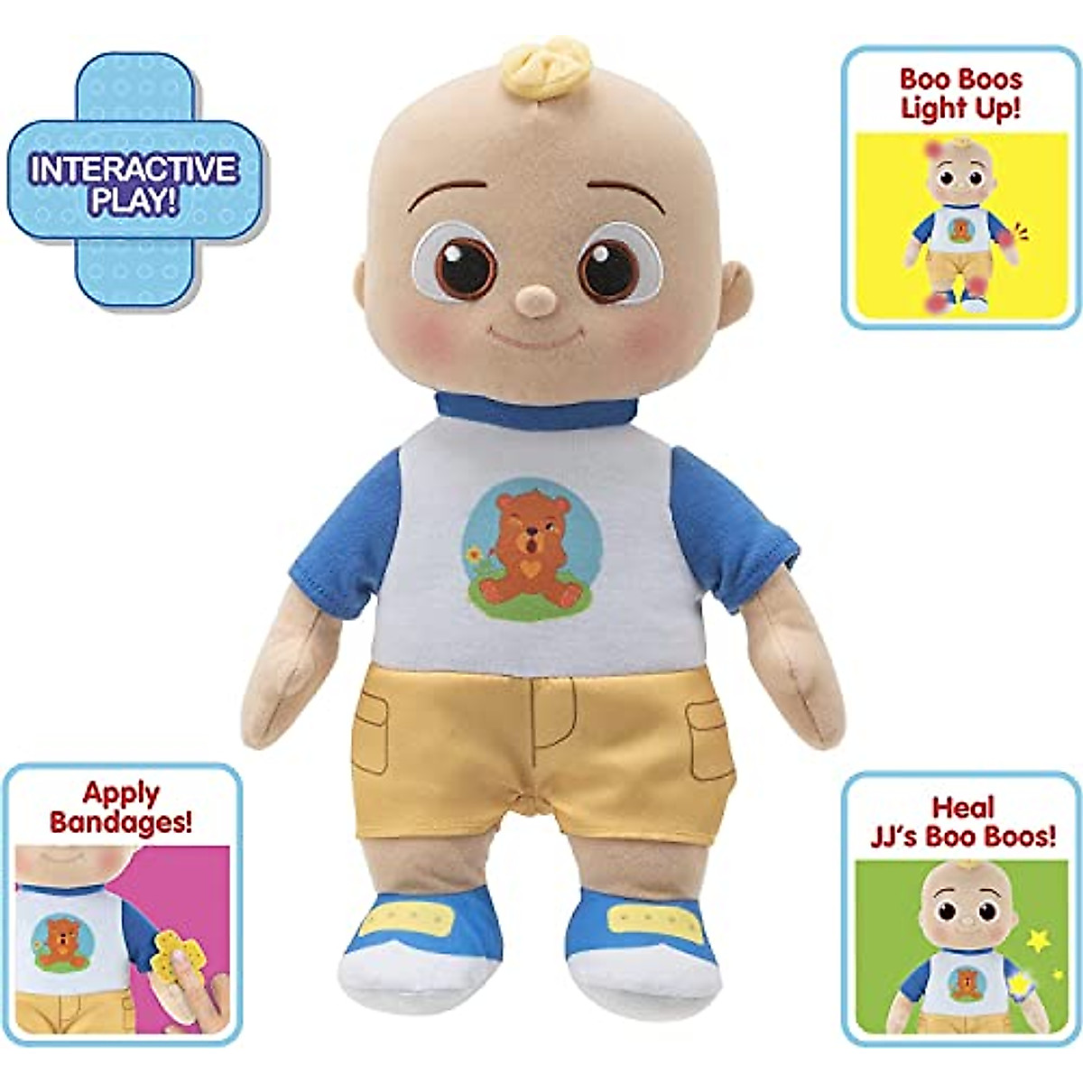 CoComelon Boo Boo JJ Deluxe Feature Plush - Includes Doctor Checkup Bag, Bandages, and Accessories to Care for JJ - 9 Total Accessories - Amazon Exclusive