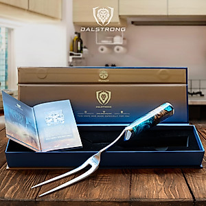 DALSTRONG Meat Fork - 7.7 inch - Valhalla Series - 9CR18MOV High Carbon Steel BBQ - Professional Barbecue Carving Fork Gift - Celestial Resin & Wood Handle - Kitchen Utensils - Two Pronged Fork