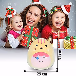 Terbaik 12Inch Cat Plush Pillow,Cute Cat Soft Plushies Squishy Cat Stuffed Animal Kawaii PlushToy Kitten Throw Pillow Decoration Kawaii Cat Plushies Gifts for Girls Boys