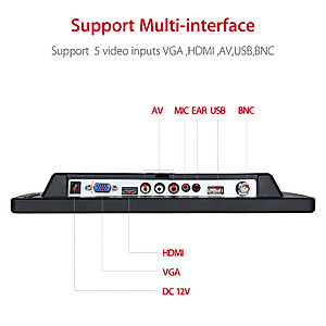 Eyoyo 12 inch HD 1920x1080 IPS LCD HDMI Monitor Screen Input Audio Video Display with BNC Cable for PC Computer Camera DVD Security CCTV DVR Home Office Surveillance