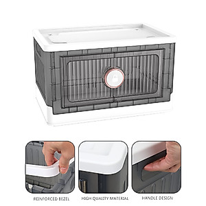 Closet Organizers and Storage Shelves,Trunk Organizer, Dorm Room Essentials,Folding Storage Box, 38L Lidded Collapsible Storage Bins Folding Plastic Stackable Utility Crates (8.4Gal - 1 Pack, White)