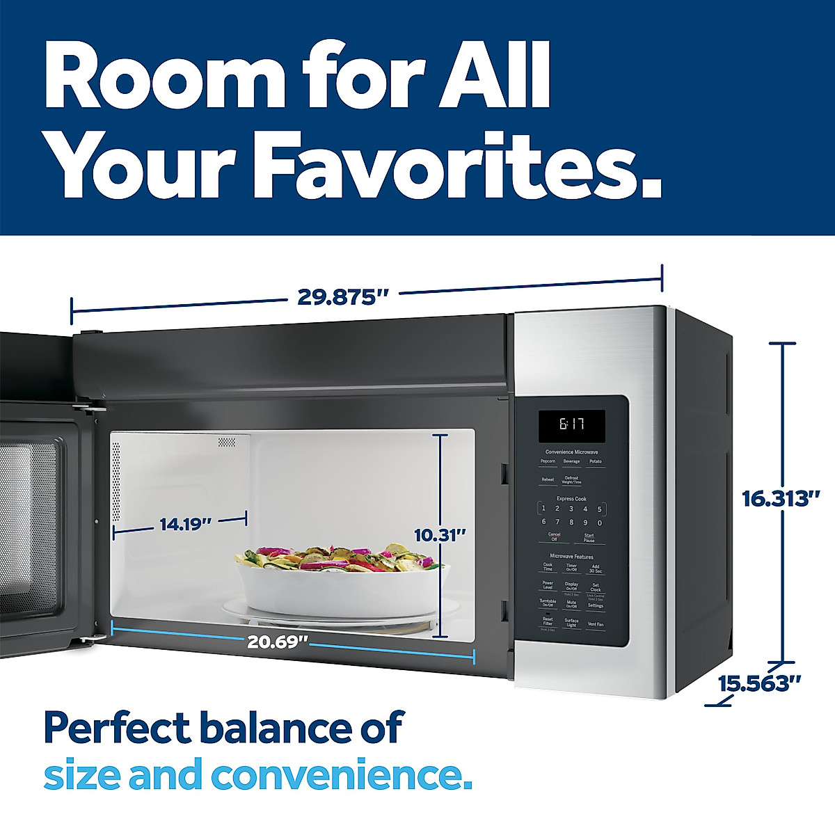 GE JVM6172SKSS 1.7 Cu. Ft. Over-The-Range Microwave Oven, Stainless Steel