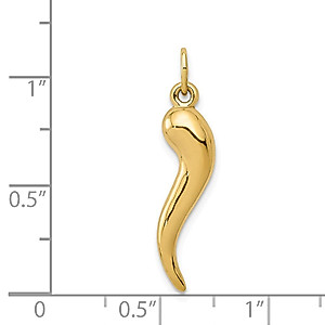Sonia Jewels 14k Yellow Gold Cornicello Italian Horn Protection Charm Pendant - 25mm x 5mm