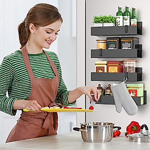 Hleelomi 6 Pack Magnetic Spice Rack Organizer Storage for Refrigerator and Oven, Fridge Organizers and Shelf