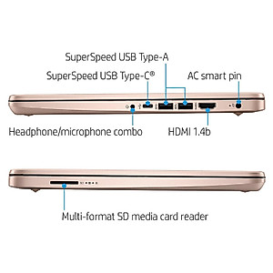 HP Essential Laptop, 14" HD Display, Intel Celeron N4120, 16GB RAM, 64GB eMMC, Webcam, HDMI, Wi-Fi, RJ-45, 1 Year Office 365, Windows 11 Home, Rose Gold