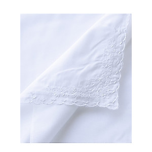 CoCoUSM Womens Large Soft White Embroidered Handkerchiefs - 60s Cotton Square 17"