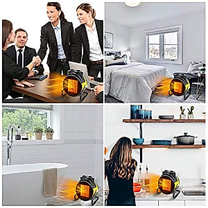 Buyplus Portable Patio Heater Outdoor - Electric Garage Heaters with Super Long Cord, Heat Up in 3 Seconds, Thermostat, 3 Modes, Small Fan Heaters for Patio, Garage, Tent Ceramic Space Heater