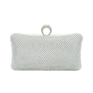 Ro Rox Sophie Vintage Style Sparkly Glitter Diamonte Evening Prom Clutch Handbag - Silver