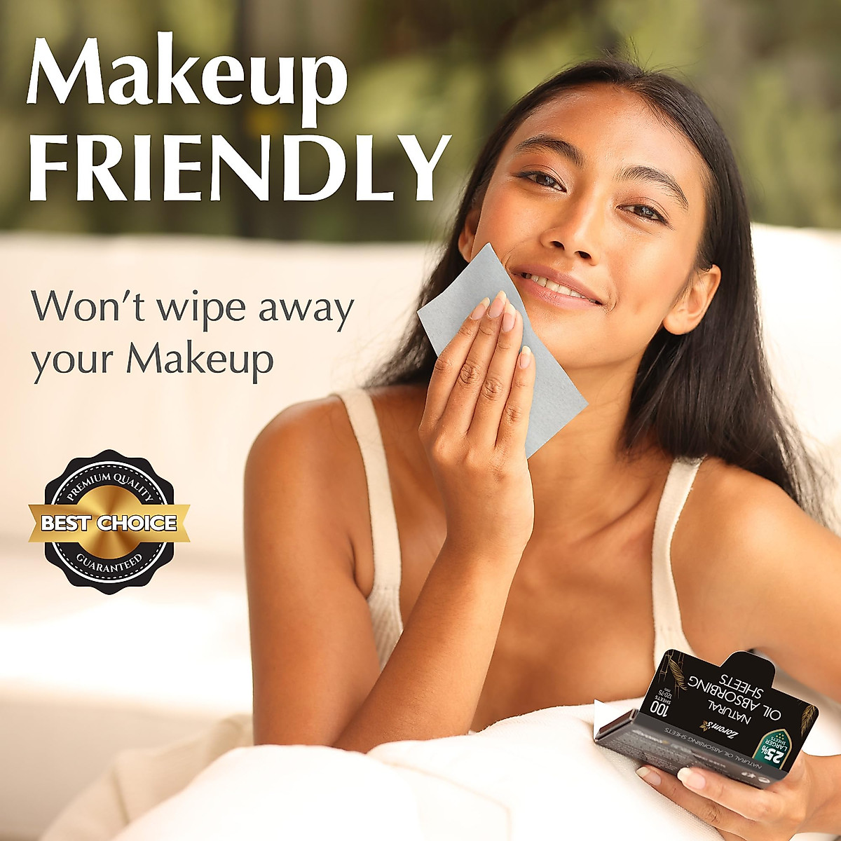 Natural Oil Blotting Sheets for Face with Bamboo Charcoal - 25% Larger - 3pk/300 Makeup Friendly Blotting Papers for Face - Easy Dispensing Oil Absorbing Sheets for Face