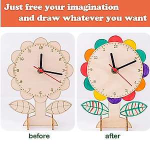 Pica Toys Wooden DIY Desk Clock for Kids - 5 inches Silent Non Ticking Battery Operated - School Project, Bedroom Decor, Creative Art Kit for Boys and Girls Age 8 9 10 11 12 13 14