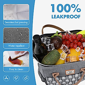 Lekesky Lunch Bag for Women Insulated Lunch Box Leakproof Lunchbox for Adult Work, Grey