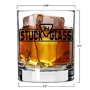 Stuck in Glass WHISKEY GLASSES | DICE | Original Embedded 10oz Borosilicate Rock Glassware (DEVILS BONE | WHITE)
