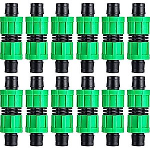 Hotop 12 Pieces Drip Irrigation Coupling, 5/8 Inch Universal Connector Drip Tubing Fittings, Compatible with Most 16-17 mm Drip Tape AG Tubing Drip or Sprinkler Systems (green)
