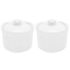 Angoily 2pcs White Ceramic Stew Pot with Lid 3. 5 Inch Porcelain Steaming Cup Small Steaming Cup Soup Noodle Bowl Stockpot Cookware for Egg Custard Medicinal and Birds Nest