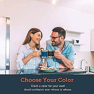 COSORI Coffee Mug with Lids Set of 2, Stainless Steel Cups with Heat-resistant Handle & Slip-resistant Sleeve, 17 oz, Best Match w/Mug Warmer, for Coffee,Tea,Water,Cocoa, Milk, C1601-CM, Black & Blue