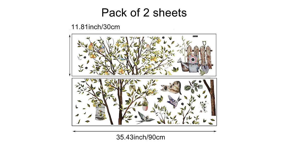 Pinenjoy Lemon Tree Wall Decal for Living Room & Nursery