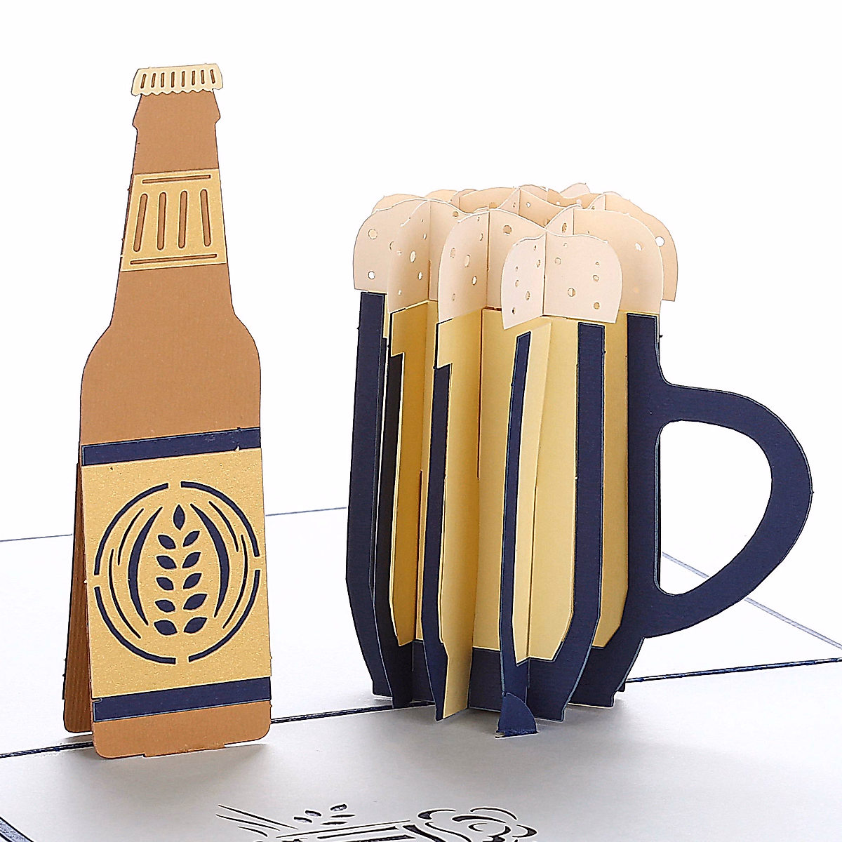 Liif Beer 3D Greeting Pop Up Fathers Day Card, Happy Birthday Card For Dad, Husband, Son, Brother, Men, Congratulations, Retirement, Friendship, Thinking Of You