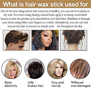 BestLand Hair Wax Stick Long-Lasting Hold and Natural Shine, with 2 Pcs Wig Melting Band for Front Lace Wig, Edge Control Hair Finishing Flyaways Slick Wax Stick for Women