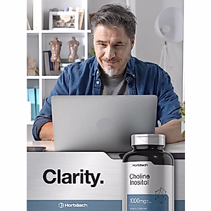 Horbaach Choline Inositol 1000mg Supplement | 200 Capsules | Non-GMO, Gluten Free