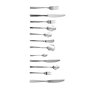Fortessa Lucca Faceted 18/10 Stainless Steel Flatware Salad/Dessert Fork, Set of 12