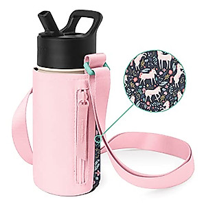 Simple Modern Kid's Water Bottle Carrier Sling with Adjustable Strap | Bottle Holder Crossbody Bag for Walking, Hiking and School | Summit Collection | Unicorn Fields