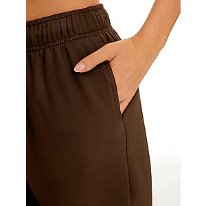 AUTOMET Women’s 2024 Fall Fleece Lined Winter Sweatpants Open Bottom Lounge Pants Athletic Joggers for Teen Girls Brown