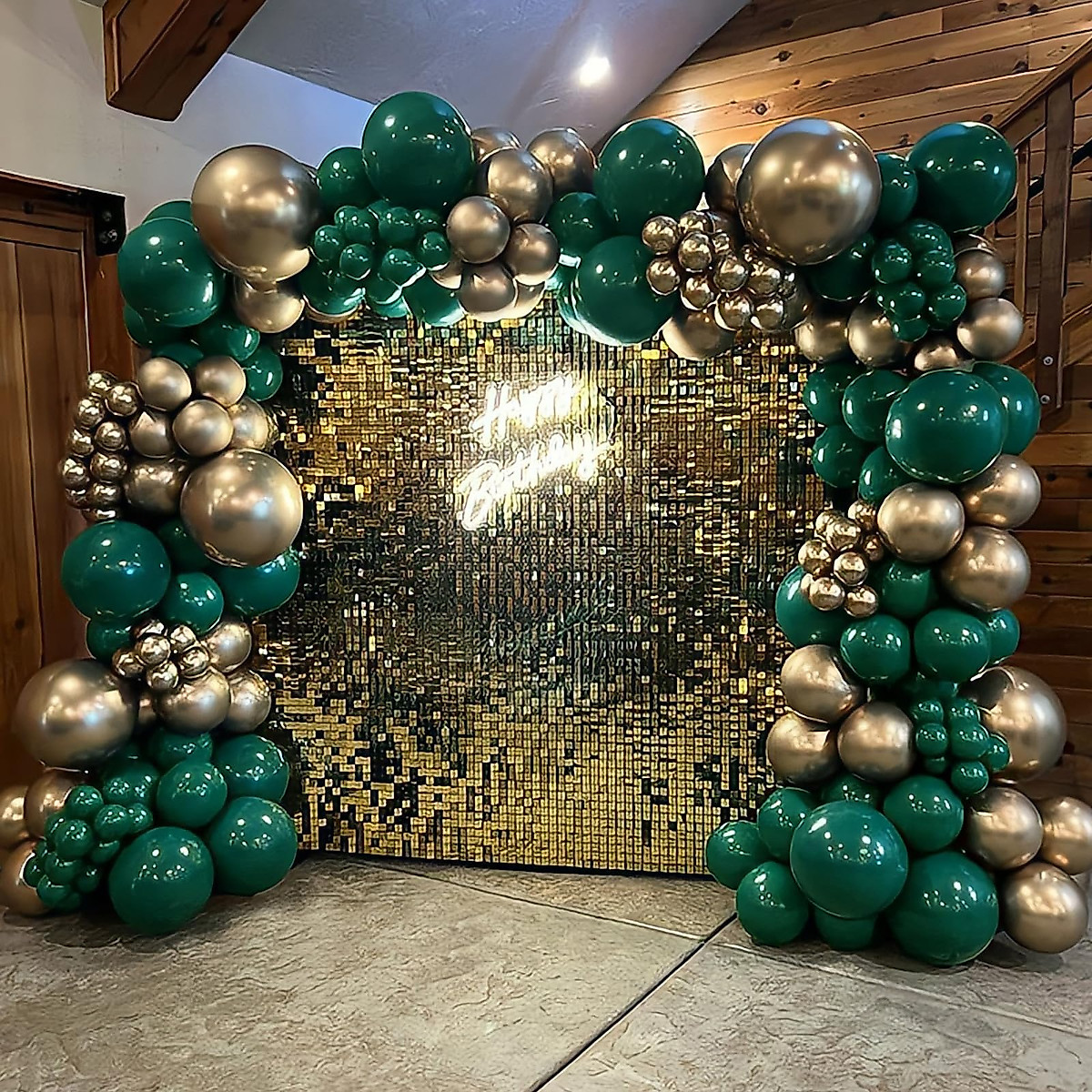 Green and Gold Balloon Arch Kit 144PCS Dark Emerald Green and Metallic Gold Latex Balloons Garland for Birthday Christmas Wedding Forest Theme Baby Shower Party Decorations