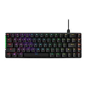 ASUS ROG Falchion Ace 65% RGB Compact Gaming Mechanical Keyboard, Lubed ROG NX Brown Switches & Switch Stabilizers, Sound-Dampening Foam, PBT Keycaps, Wired with KVM, Three Angles, Cover Case-Black