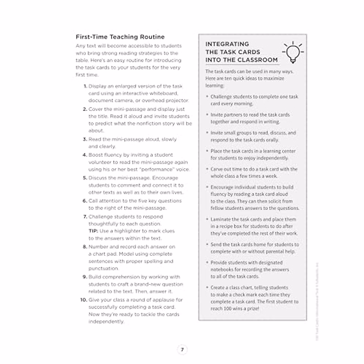100 Task Cards: Informational Text: Reproducible Mini-Passages With Key Questions to Boost Reading Comprehension Skills