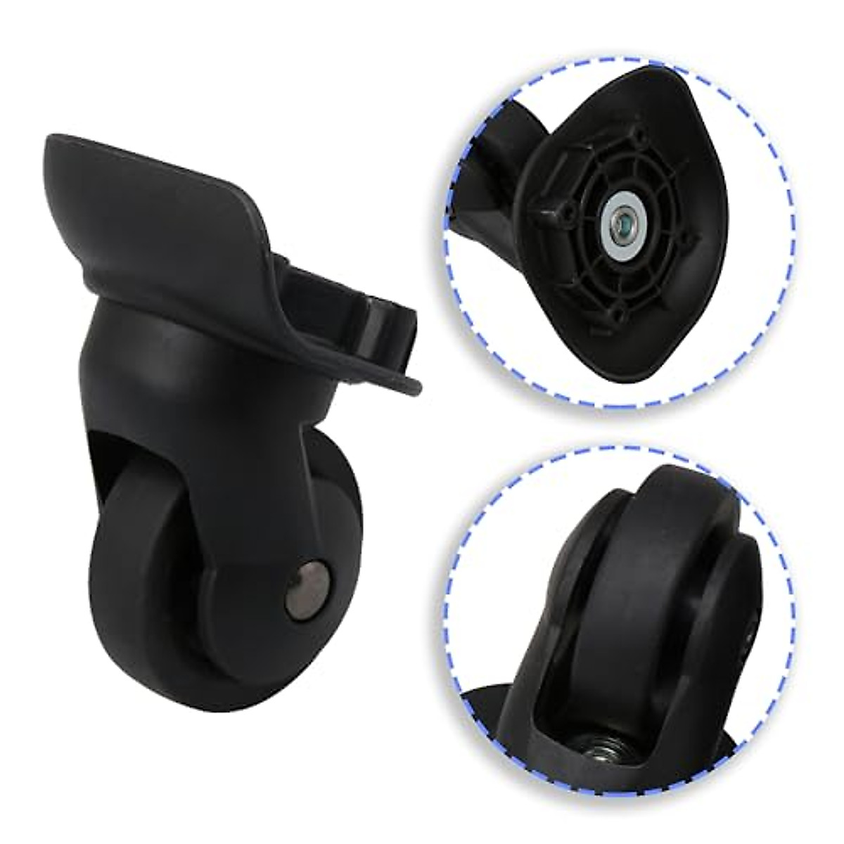 1 Pair Replacement Wheels 360 Swivel Suitcase Casters for Luggage Black (W293)