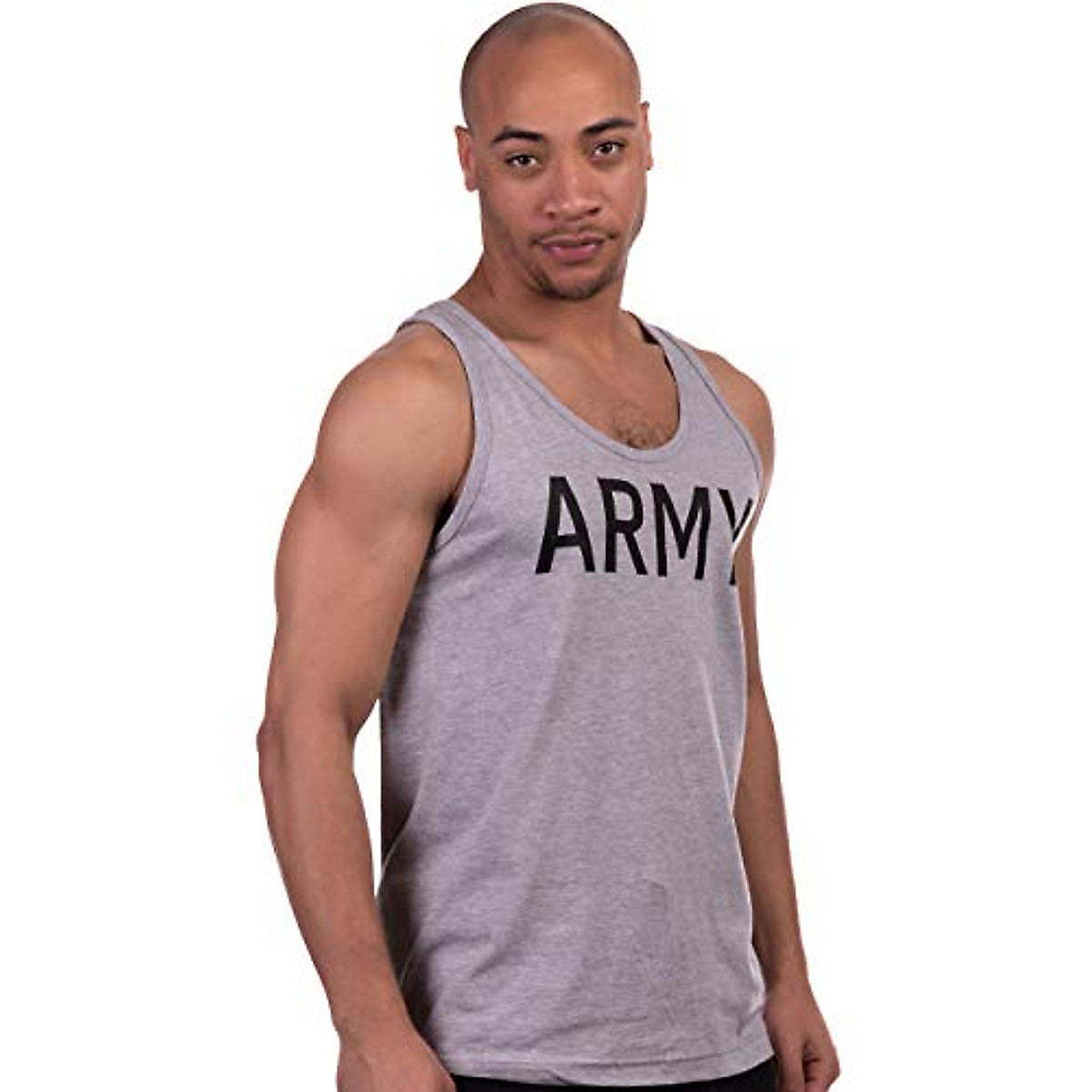 Army PT Style Tank Top | U.S. Military Physical Training Infantry Workout Sleeveless Work Out Shirt, Grey-(TankGRY,L)