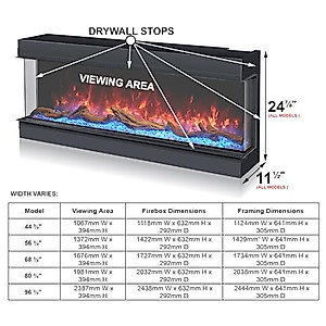 3-Sided Electric Fireplace Heater 80" Smart WiFi- Enabled Electric Fireplace Unit with 251 Color Flames Combinations, 3000/1500Watt Heater Wall Mount & Recessed Fireplace Inserts -Black