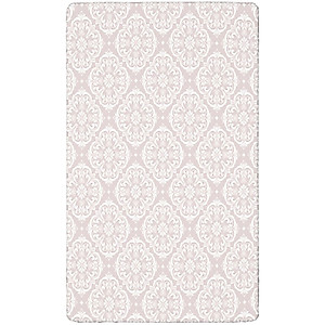 Pastel Themed Fitted Mini Crib Sheets,Portable Mini Crib Sheets Soft & Stretchy Fitted Crib Sheet-Crib Mattress Sheet or Toddler Bed Sheet,24“ x38“,Pale Rose White