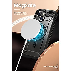 SUPCASE Unicorn Beetle Pro Mag Case for iPhone 14 Plus 6.7", Compatible with MagSafe Full Body Rugged Case with Built-in Screen Protector & Kickstand & Belt-Clip (Black)