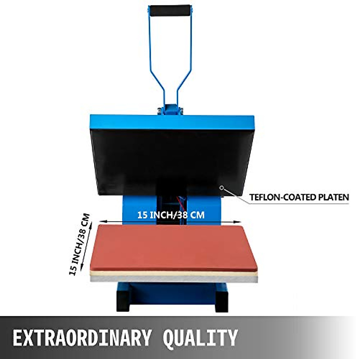 VEVOR Heat Press 15X15 Inch Heat Press Machine Industrial Quality Power T Shirt Heat Press Sublimation Machine Clamshell Heat Press Machine for T Shirts (Blue)