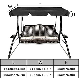 XYQSBY Outdoor Garden Swing Chair Canopy Cover Replacement Waterproof Anti-Uv Patio Swing Chair Seat Top Hammock Roof Cover of 3 Seaters for Sun Shade,Poolside,Red,195x125x15cm