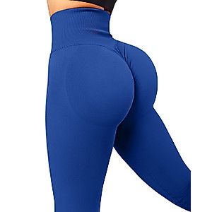 SUUKSESS Scrunch Butt Lifting Seamless Leggings for Women Booty High Waisted Workout Yoga Pants (Royal Blue, S)