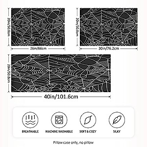 xigua Halloween Spider Web Satin Silk Pillowcase for Hair and Skin, Lightweight Soft Standard Size Pillow Cases, Cooling Pillow Covers with Envelope Closure 20x26in