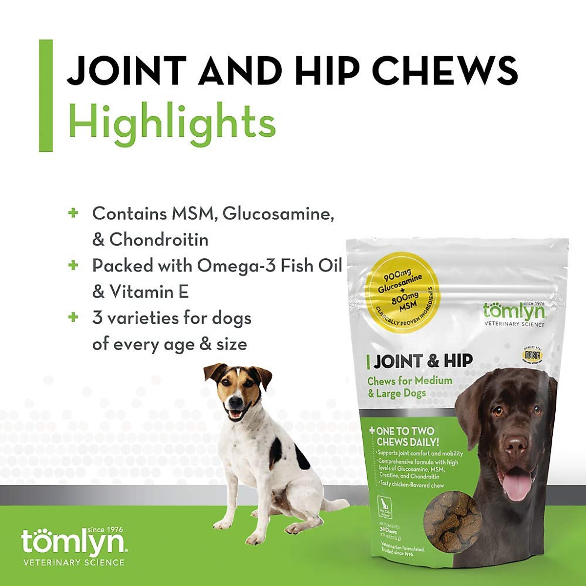 Tomlyn Joint & Hip Chews for Medium & Large Dogs, 30ct