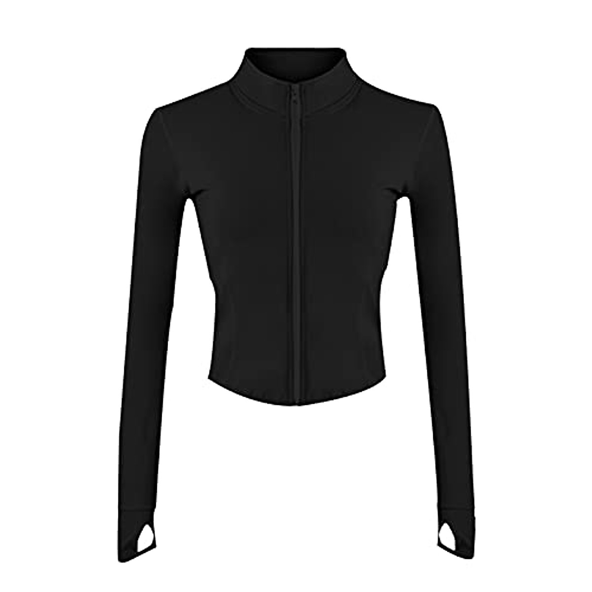 UANEO Workout Tops for Women Cropped Workout Jackets for Women Yoga Athletic Jacket (Black-M)