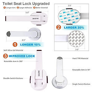 Toilet Locks Baby Proof - OKEFAN Toilet Seat Lock Child Safety for Toddlers Adhesive Kids Proofing Toilet Lid Lock Easy to Install No Drill Needed (1)