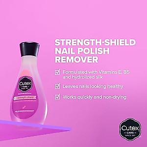 Cutex Nail Polish Remover, Strength Shield, Leaves Nails Looking Healthy, Contains Vitamins E, B5 & Hydrolyzed Silk, 6.76 Fl Oz