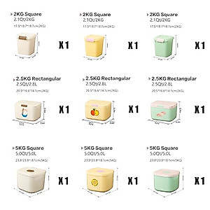 LivLab 5 Lbs Rice Dispenser Storage Container Bin with Measuring Cup Food Cereal Container Bins Household for Kitchen Pantry Organization (White-Palm)