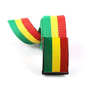 Rasta Jamaican RGY Canvas Belt with Styilish Buckle Canvas (RGY Buckle, One Size)