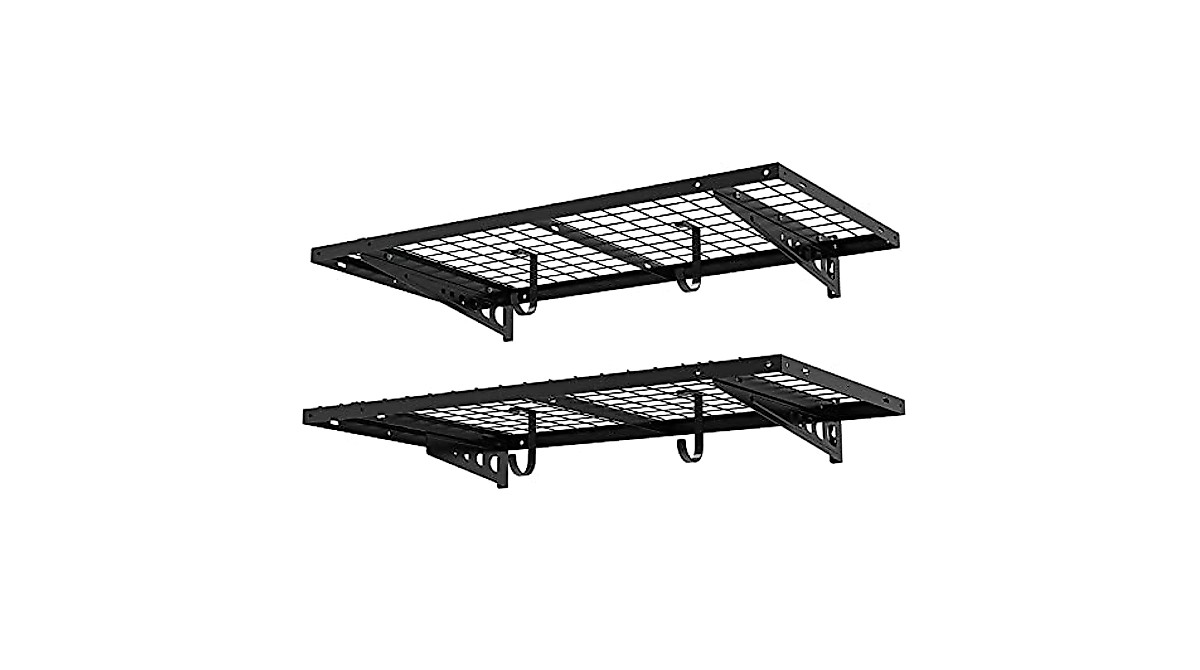 FLEXIMOUNTS 2-PACK 2x4ft Garage Shelving with Hooks 24-inch-by-48-inch ...