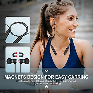 DDINTTAO Bluetooth Headphones Neckband, Bluetooth 5.0 Wireless Soft in-Ear Earbuds, 30 Hours Music time Wireless Headset with Magnetic, Suitable for Sport, Fitness